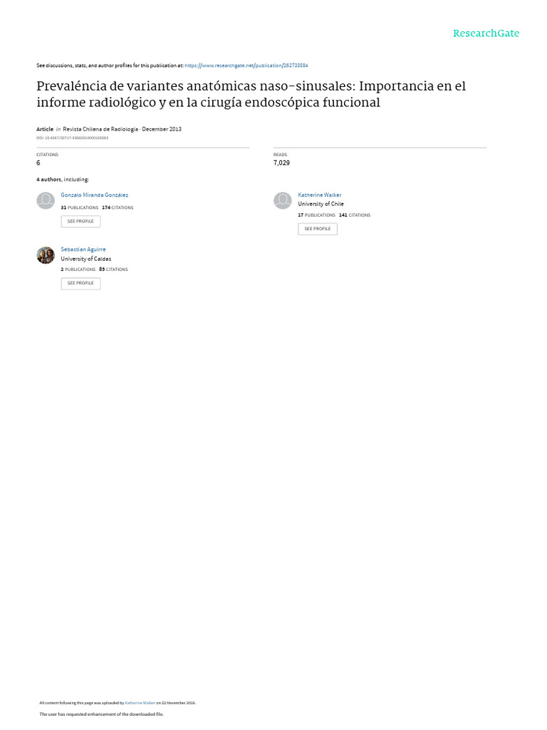 Prevalencia de Variantes Anatomicas Naso-Sinusales | PDF | Cabeza y ...