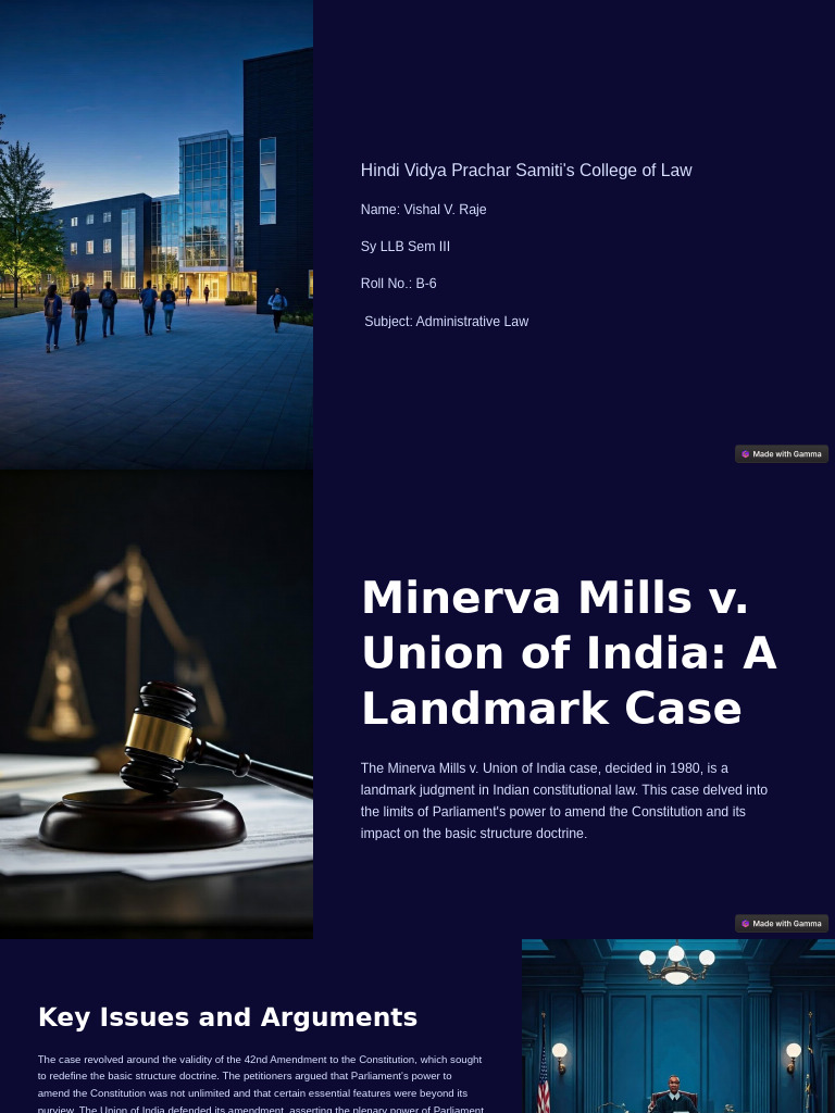 Minerva Mills Case: Key Insights | PDF | Separation Of Powers | Constitution