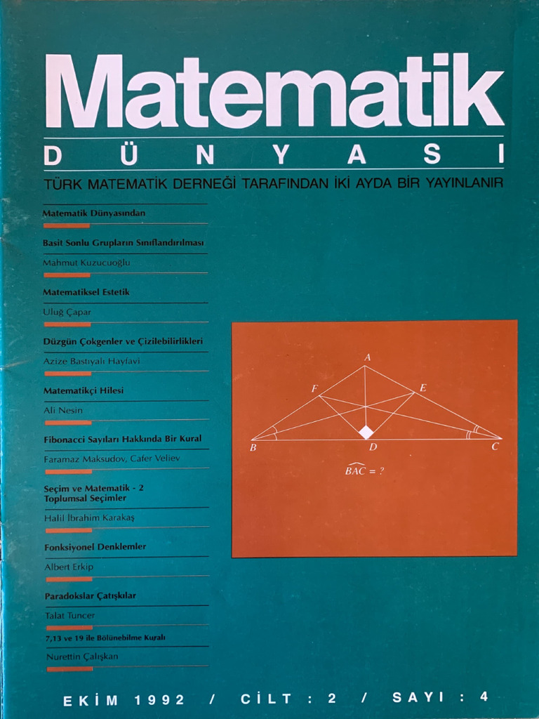 Matematik Dünyası 1992-4 | PDF