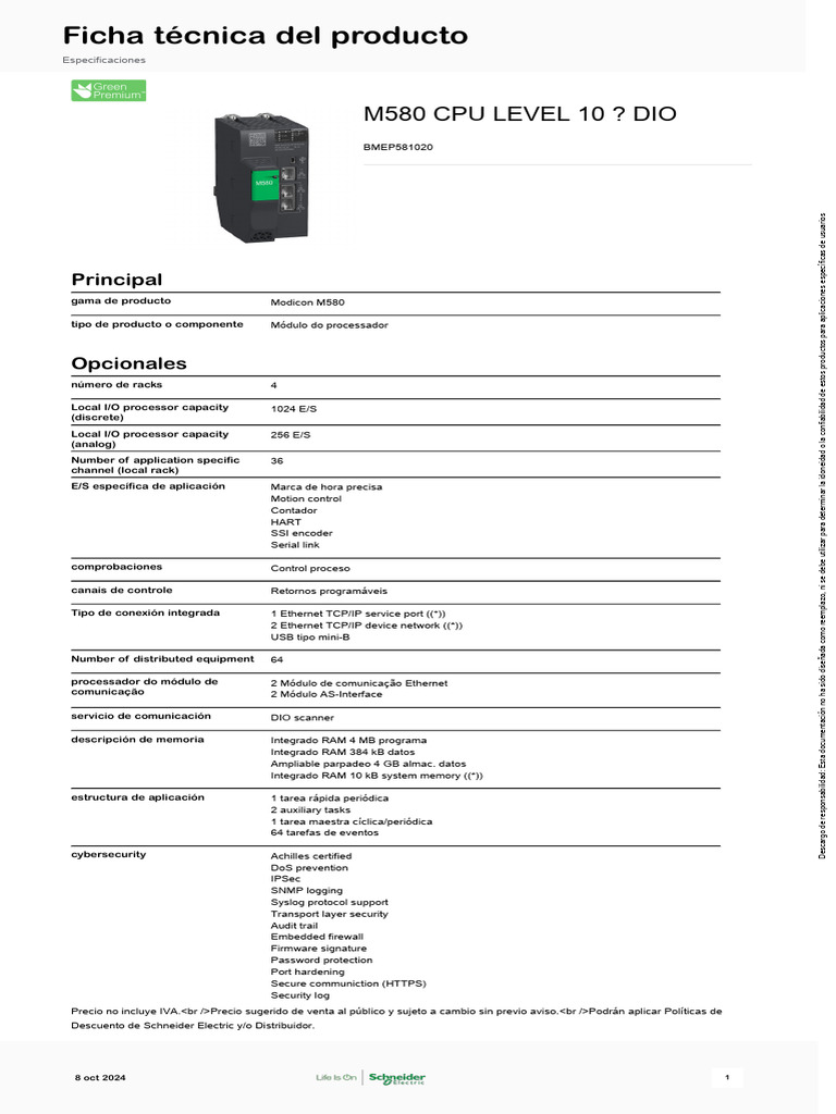 Schneider Electric - Modicon-M580-ePac - BMEP581020 | PDF | Memoria de ...