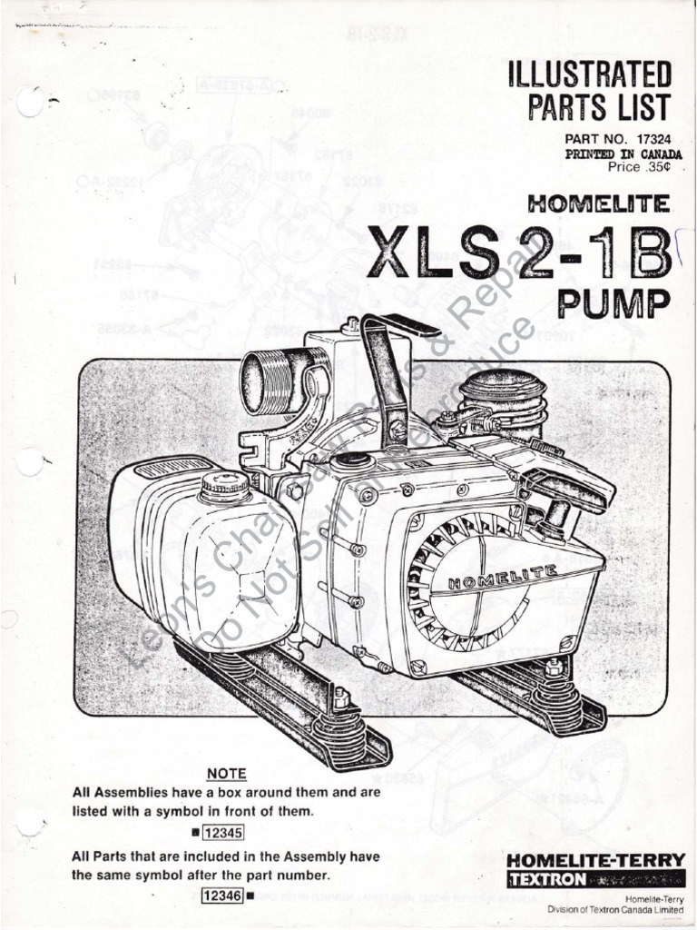 Homelite-Terry xls2-1b Pump 17324 | PDF