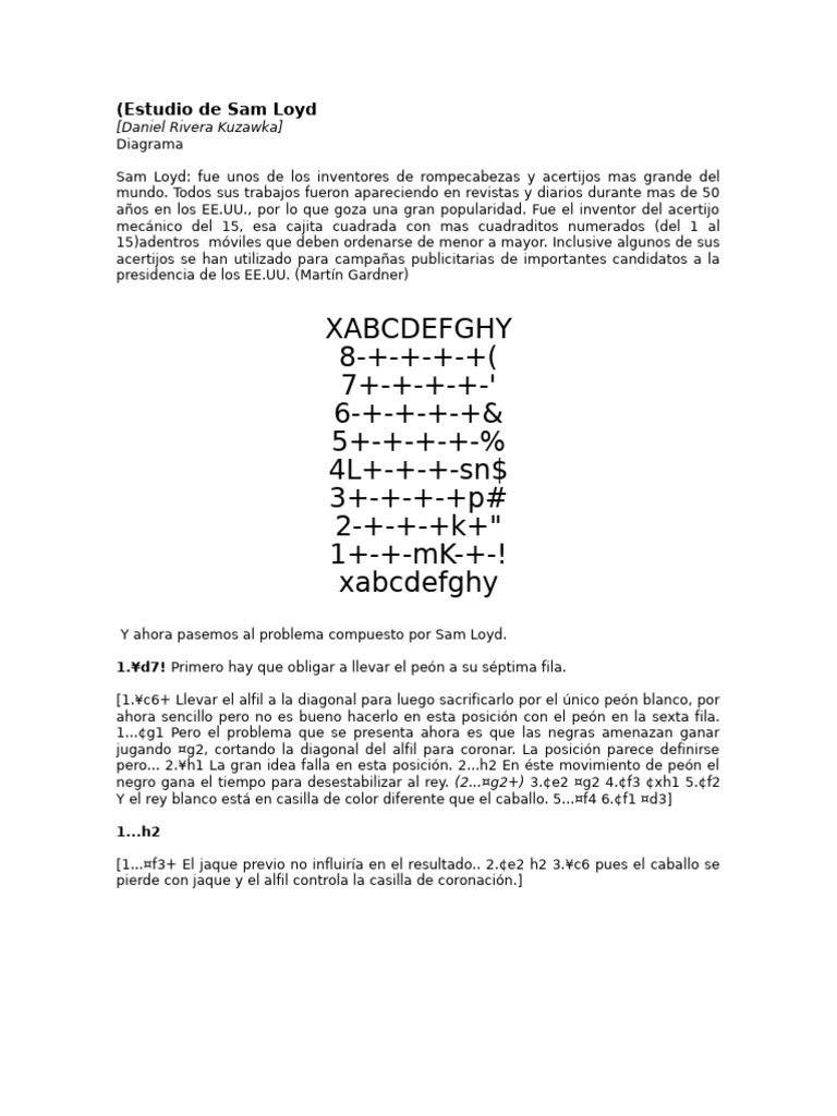 Estudio de Sam Loyd | PDF | Ajedrez | Teoría del ajedrez