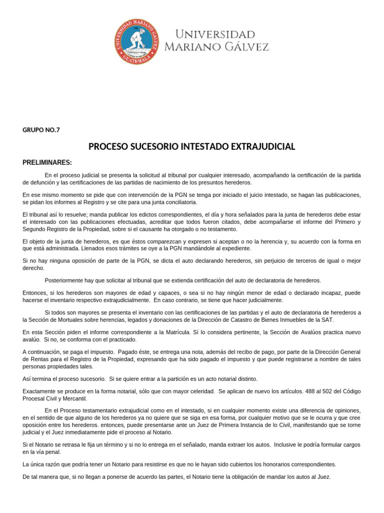 Proceso Sucesorio Intestado en Guatemala | PDF | Herencia | Justicia