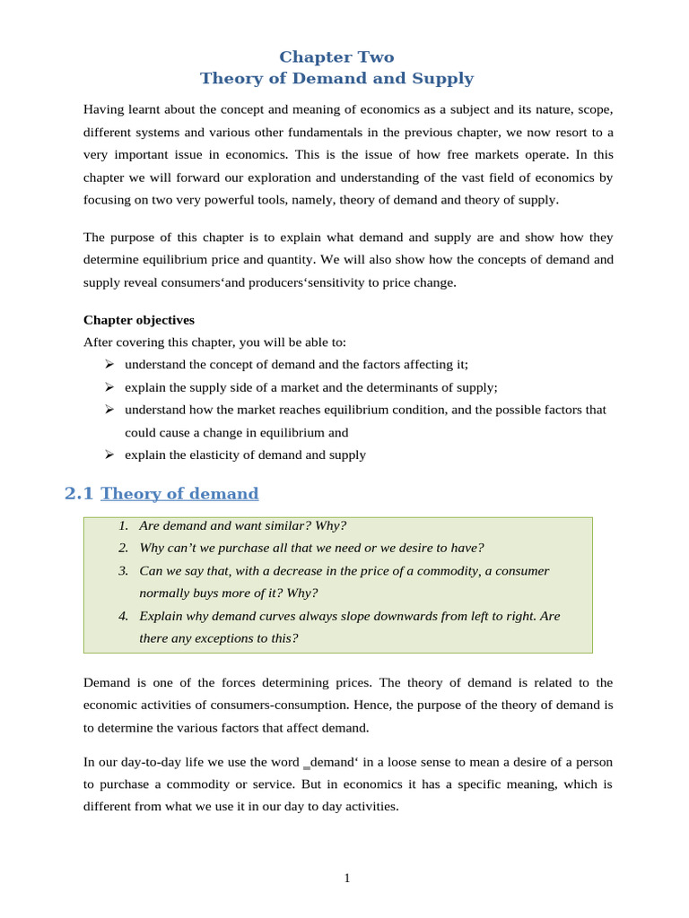 Chapter Two | PDF | Elasticity (Economics) | Demand