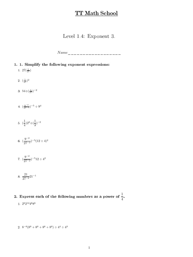 L1_H_4_Exponents_3 | PDF | Mathematical Objects | Ring Theory