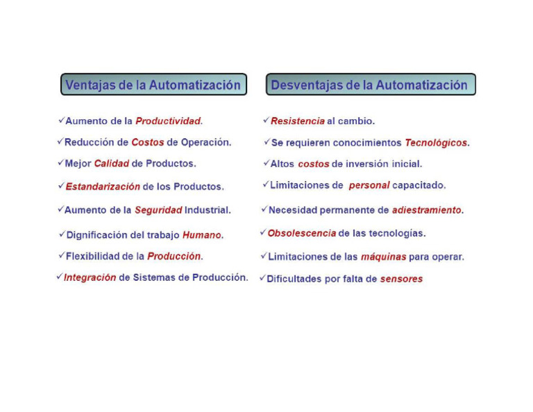 Ventajas y Desventajas de La Automatizacion | PDF