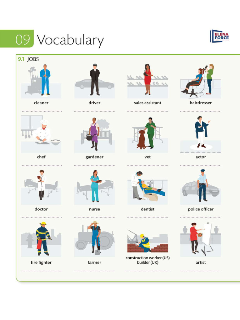 9) A. Level 1 Beginner - Vocabulary - Jobs | PDF