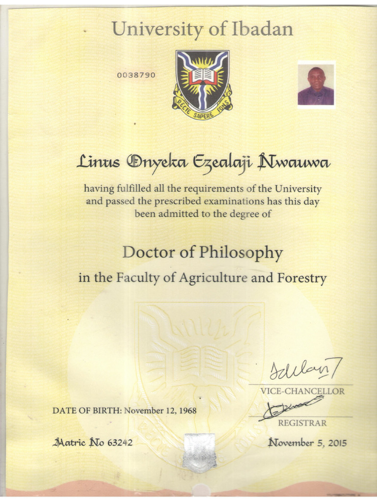 Dr. Linus PHD Certificate | PDF