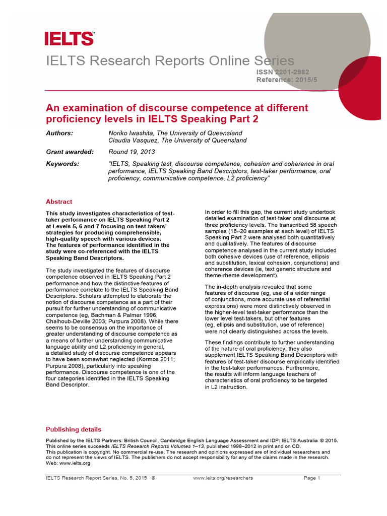 An Examination of Discourse Competence at Different Proficiency Levels | PDF | International ...