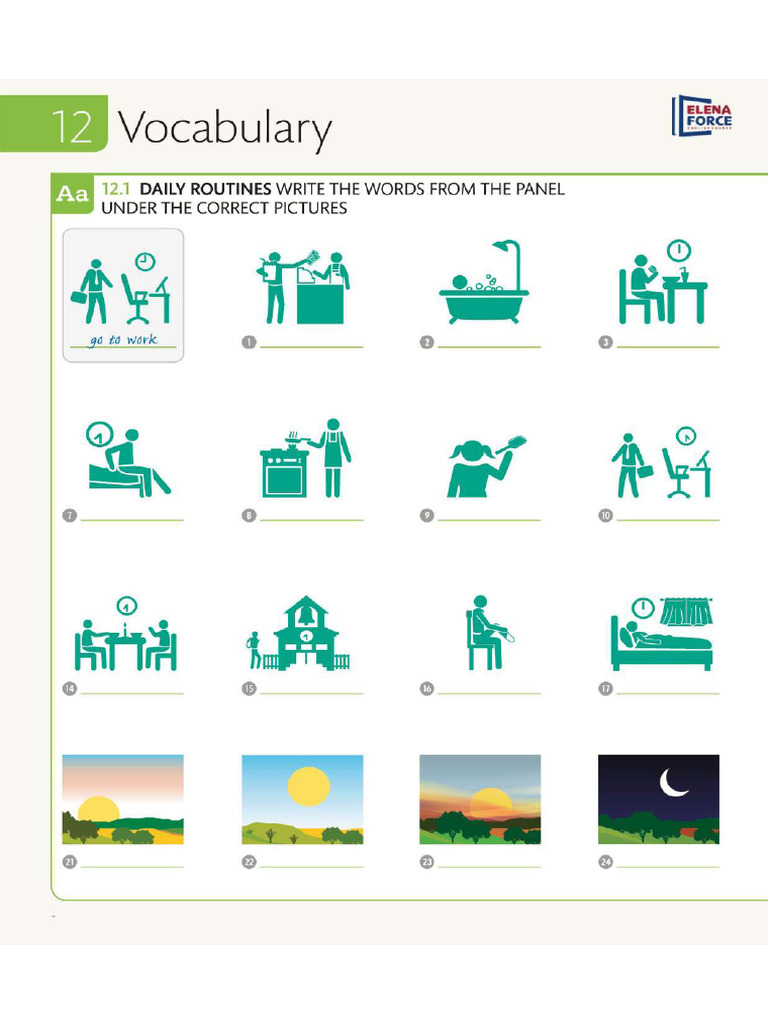 12) B. Level 1 Beginner - Vocabulary - Daily Routines | PDF