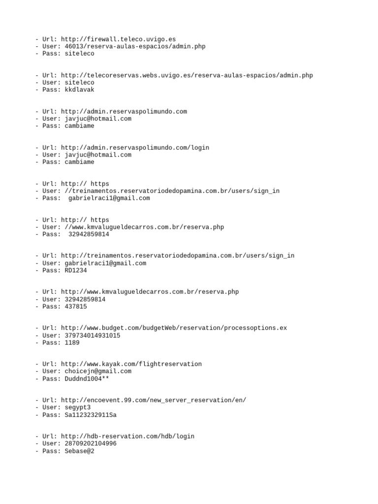 Logins @reserva 2 | PDF | Internet Standards | Hypertext Transfer Protocol Logins @reserva 2 | PDF | Internet Standards | Hypertext Transfer Protocol