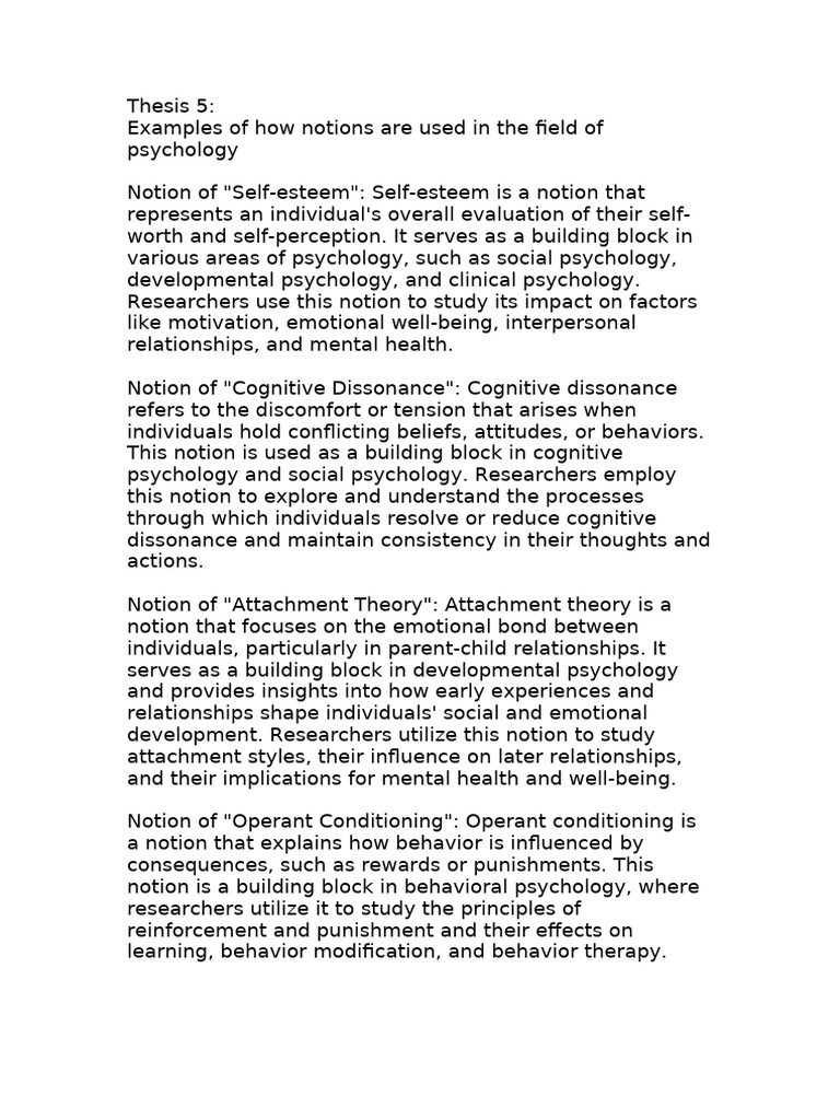 Examples of How Notions Are Used in The Field of Psychology | PDF ...