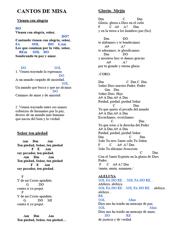 Cantos de Misa Enero 2024 | PDF | Pecado | Creencia religiosa y doctrina