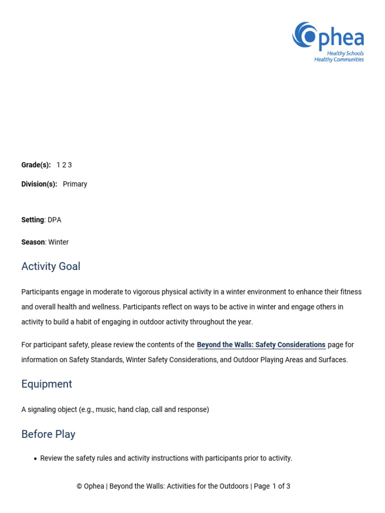 DPA Activity Follow The Leader | PDF | Snow
