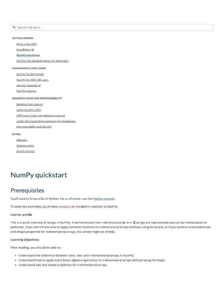 Numpy Library Notes | PDF