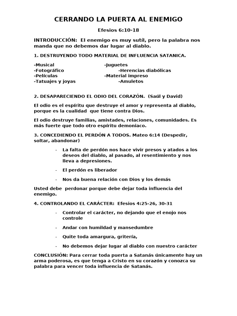 Cerrando La Puerta Al Enemigo | PDF | Derecho | Relaciones personales ...