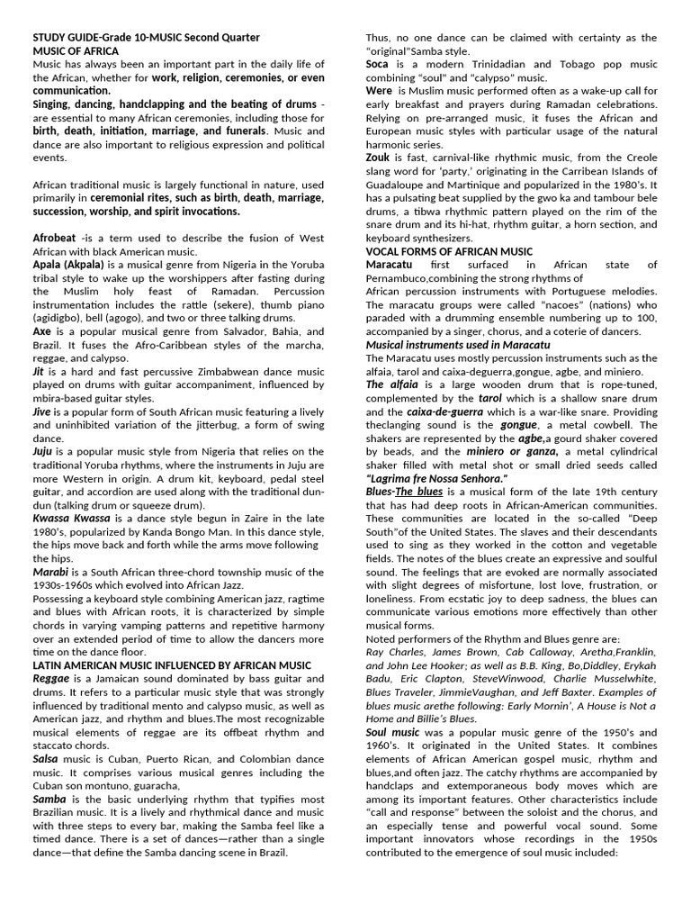 2nd-Grading-music10-FACTSHEETS | PDF | Jazz | String Instruments