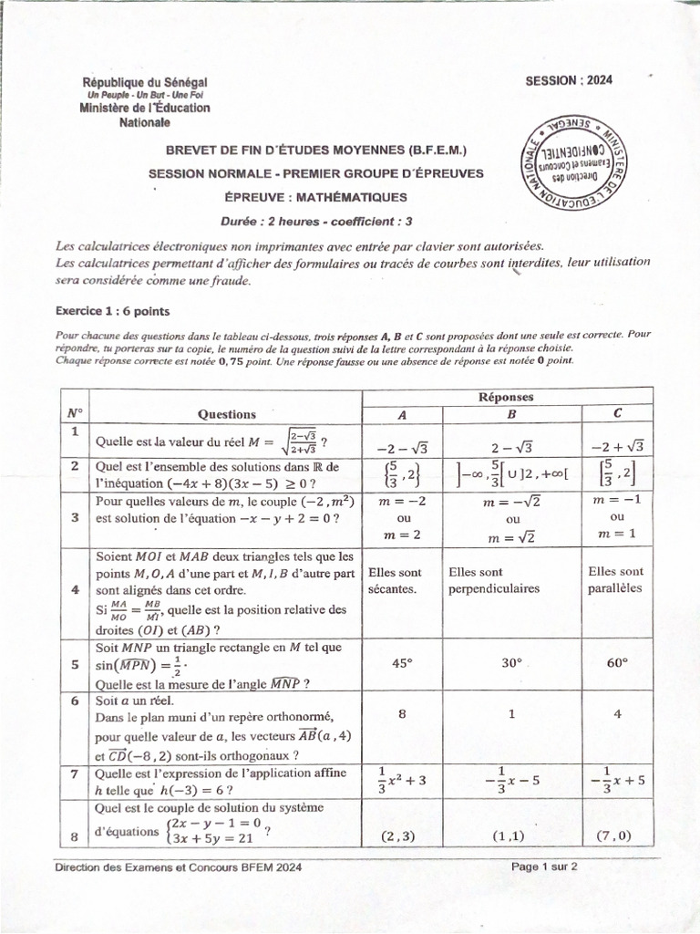 Bfem 2024 Maths | PDF