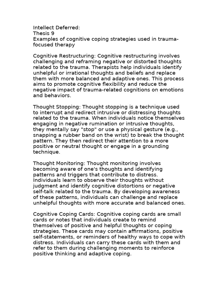 Intellect Deferred 9 | PDF | Psychological Trauma | Thought