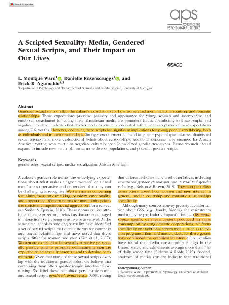 Ward Et Al., 2022 - Media, Gendered Sexual Scripts, and Their Impact On ...