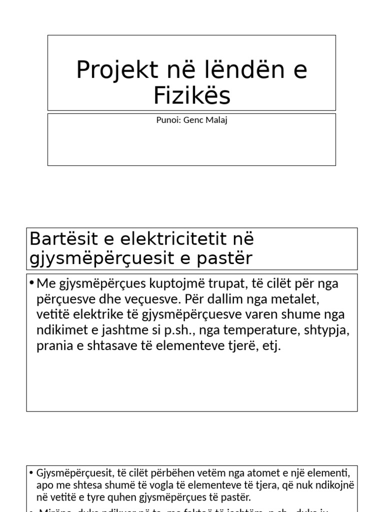 Projekt Në Lëndën e Fizikës | PDF