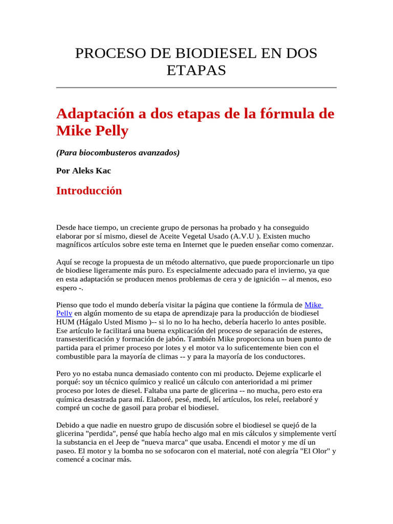 PROCESO DE BIODIESEL EN DOS ETAPAS | PDF | Biodiésel