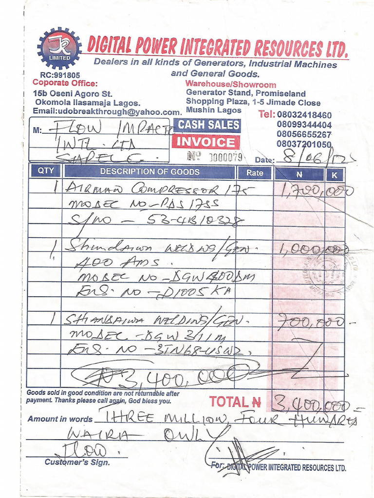 Welding Machine Receipt | PDF