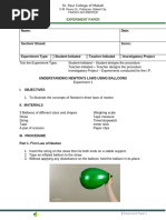 Balloon Rocket Experiment Guide | PDF | Newton's Laws Of Motion | Balloon