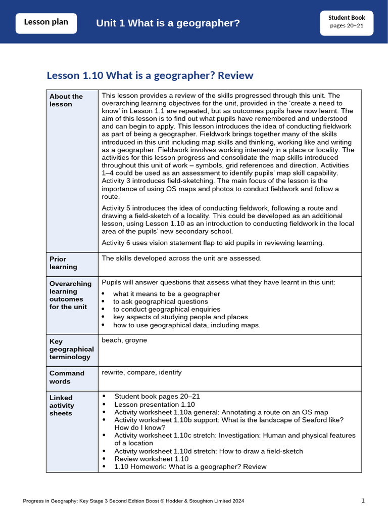 1.10 Lesson plan | PDF | Geography | Map