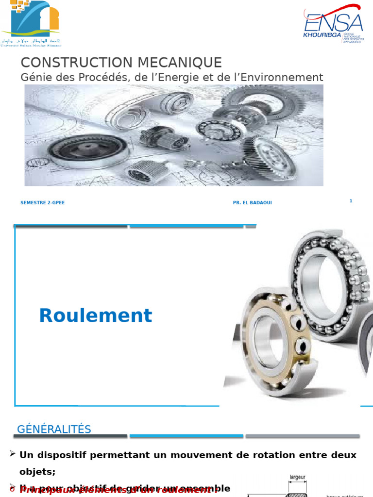 CONSTRUCTION MECANIQUE - Roulement 4 GPEE | PDF | Palier (mécanique ...