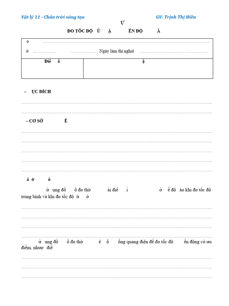 Bài 6 - BCTH-XÁC ĐỊNH TỐC ĐỘ TRONG CHUYỂN ĐỘNG THẲNG | PDF