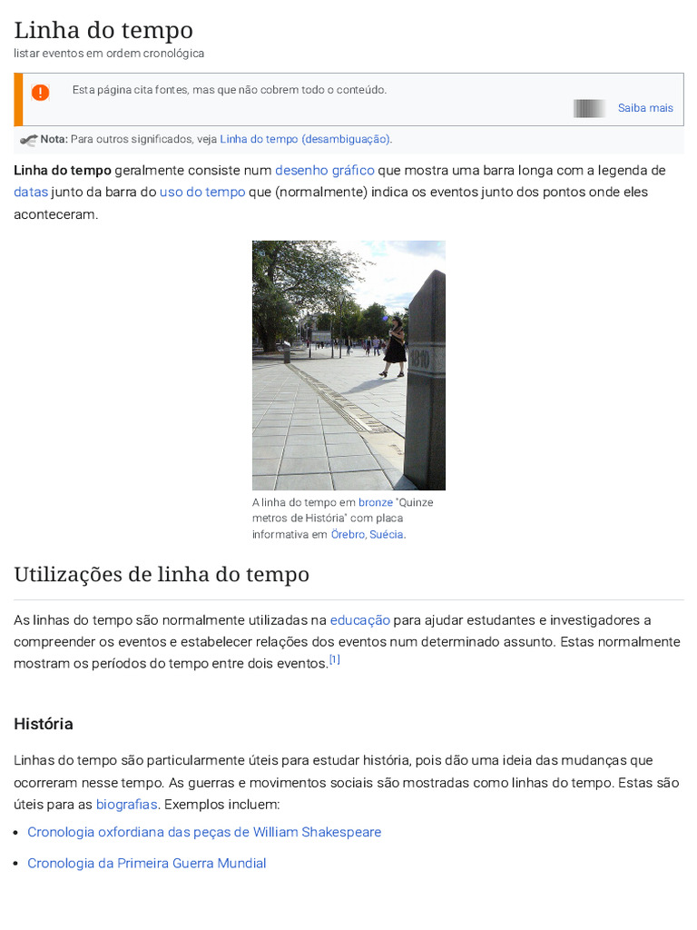 Linha Do Tempo - Wikipédia, A Enciclopédia Livre | PDF | Tempo