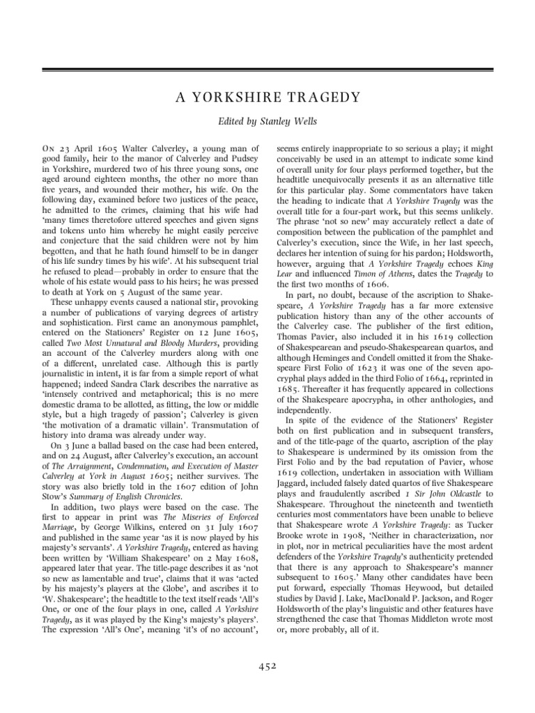 A Yorkshire Tragedy | PDF