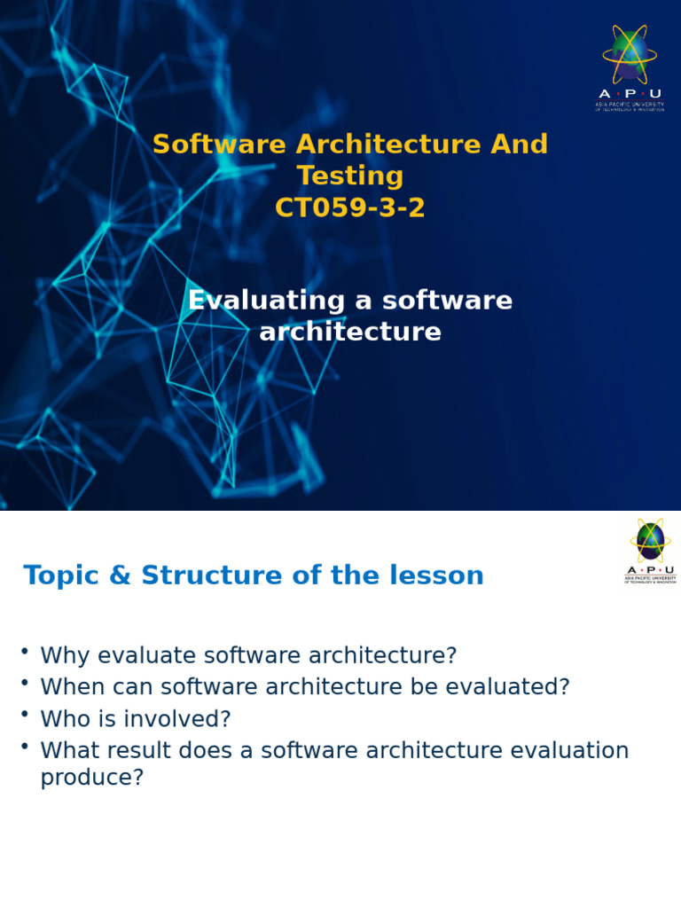Week 07 - Evaluating A Software Architecture | PDF | Software Architecture | Evaluation