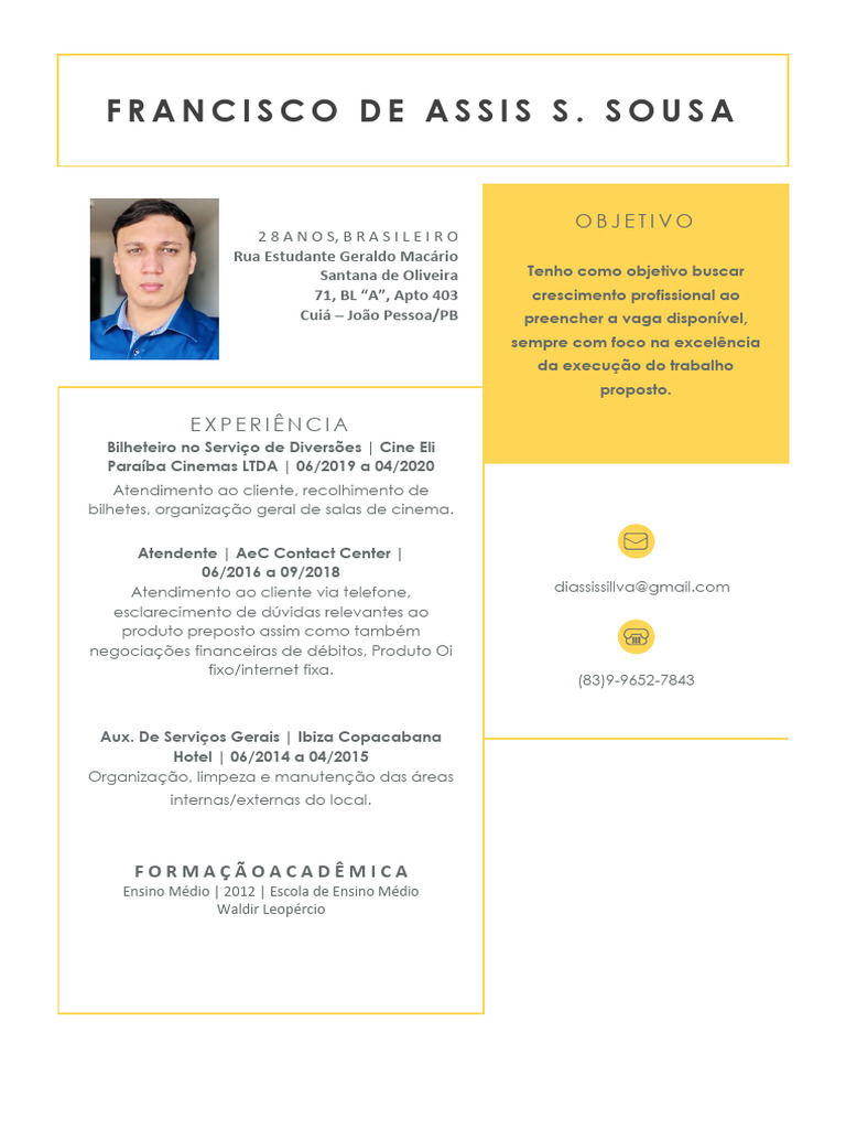 Curriculum Francisco de Assis | PDF