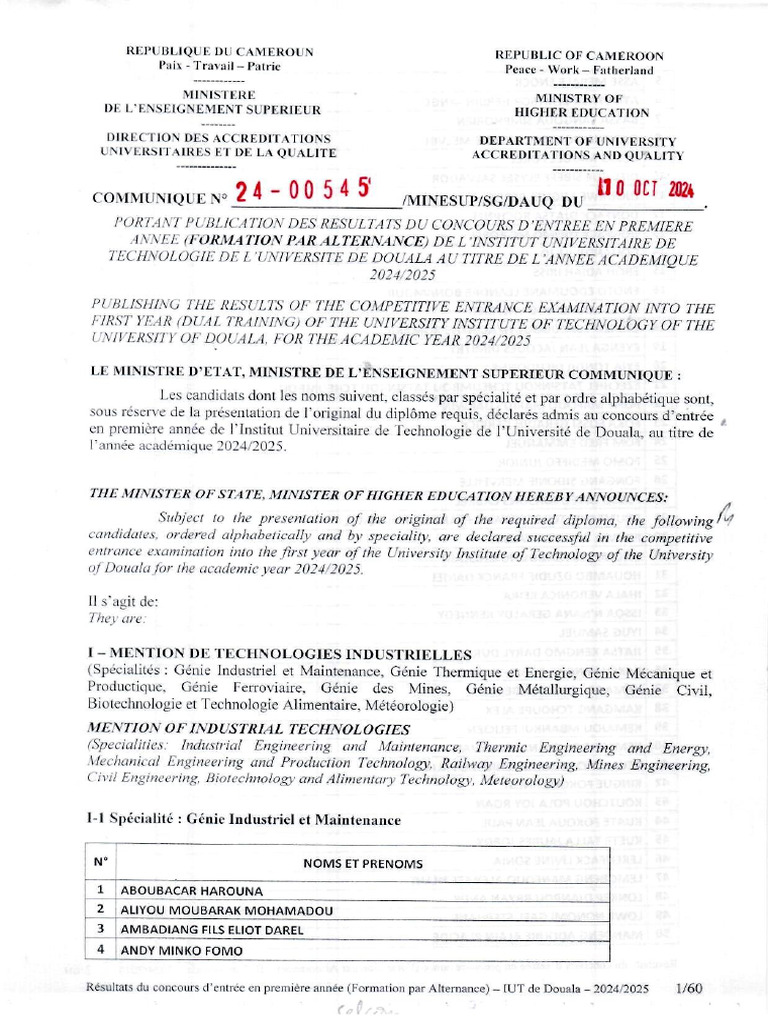 Resultats IUT UD 2024 1ere Annee Formation Par Alternance | PDF