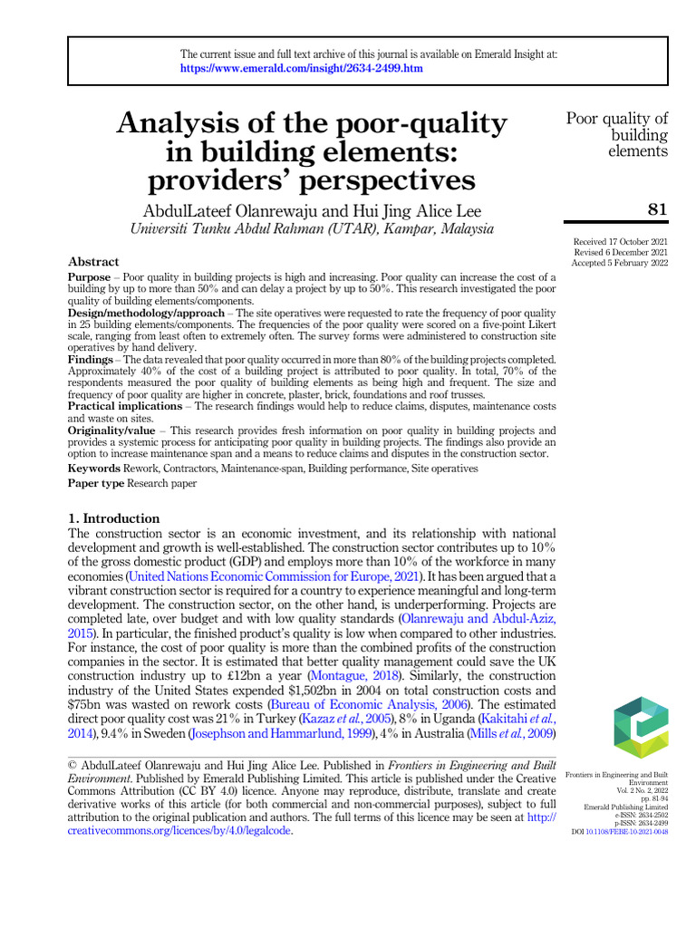 5-1- Investigation of the poor-quality practices on building ...