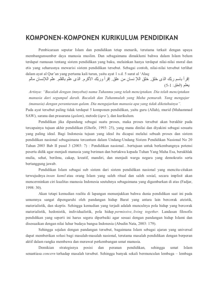 KOMPONEN Pendidikan Islam | PDF