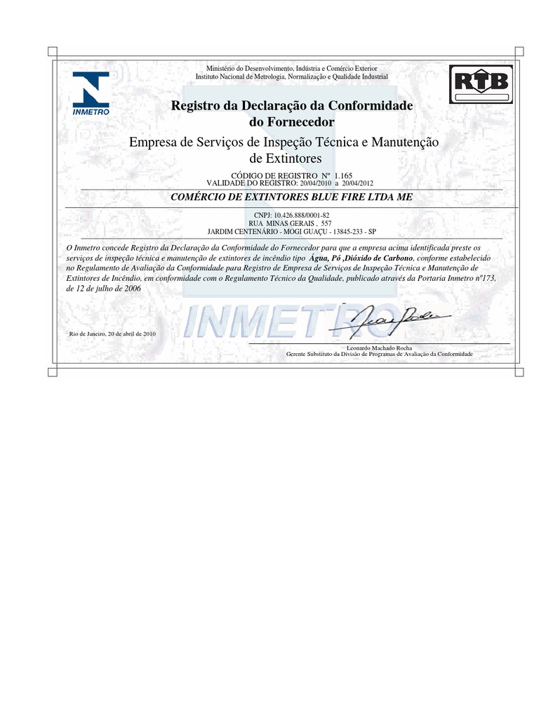 Certificado Do Inmetro | PDF