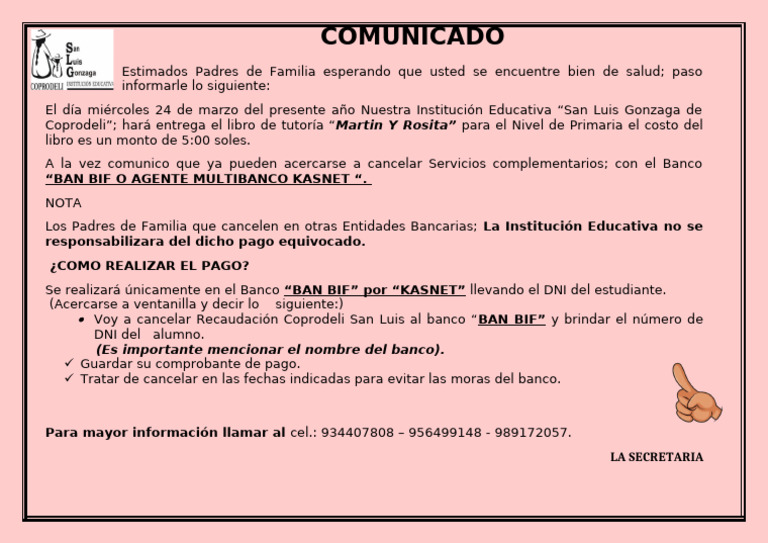 COMUNICADO 03 LIBRO MARTIN Y ROSITA | PDF