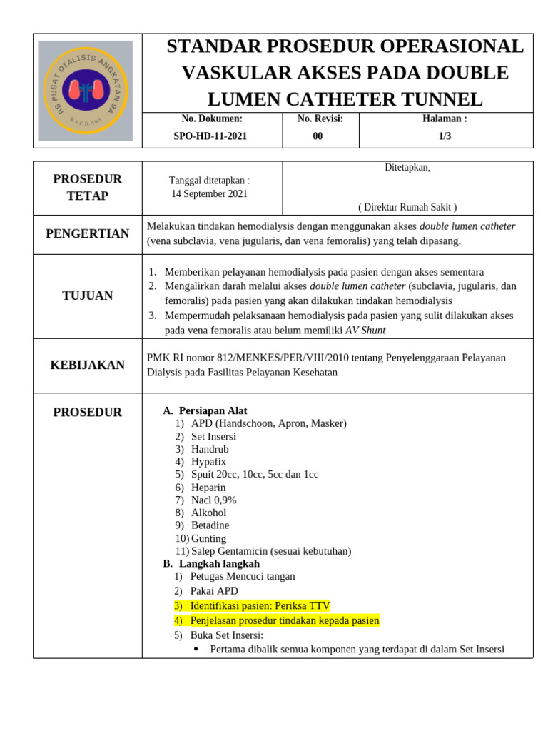 Sop Insersi Cdl-1 | PDF