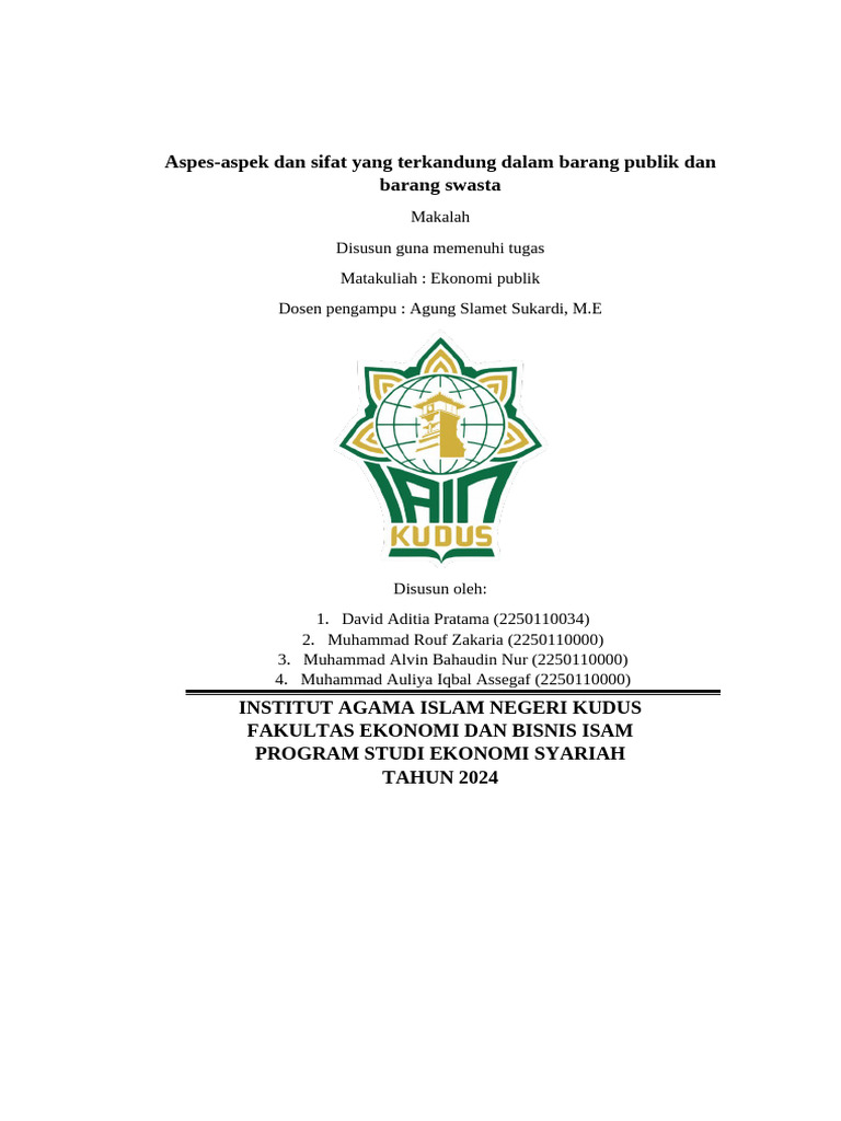 Sifat Yang Terkandung Dalam Barang Publik Dan Barang Swasta | PDF ...