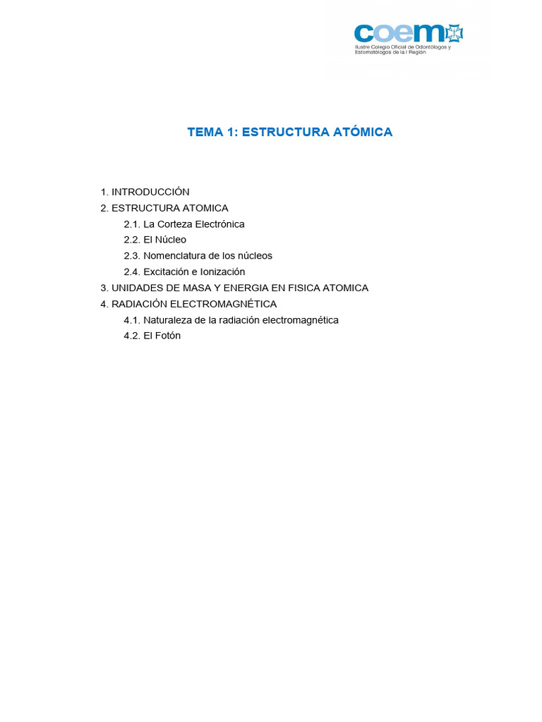 TEMA 1: ESTRUCTURA ATÓMICA | PDF | Electronvoltio | Átomos