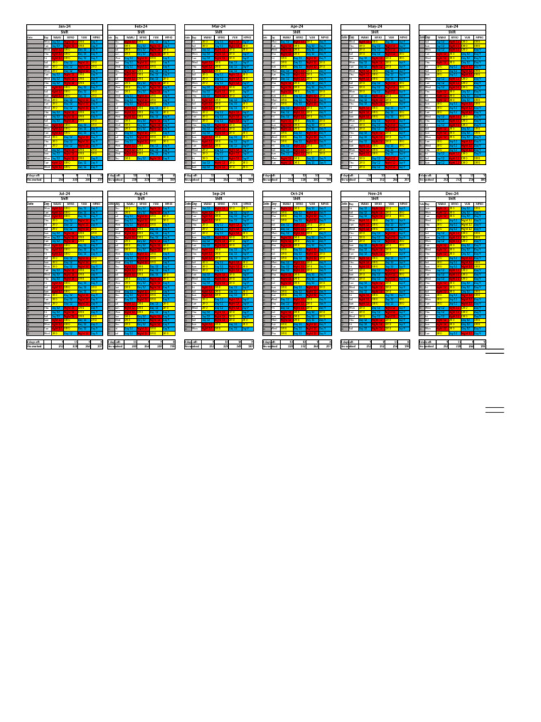 2024 Shifts Schedule Leeuwpan | PDF