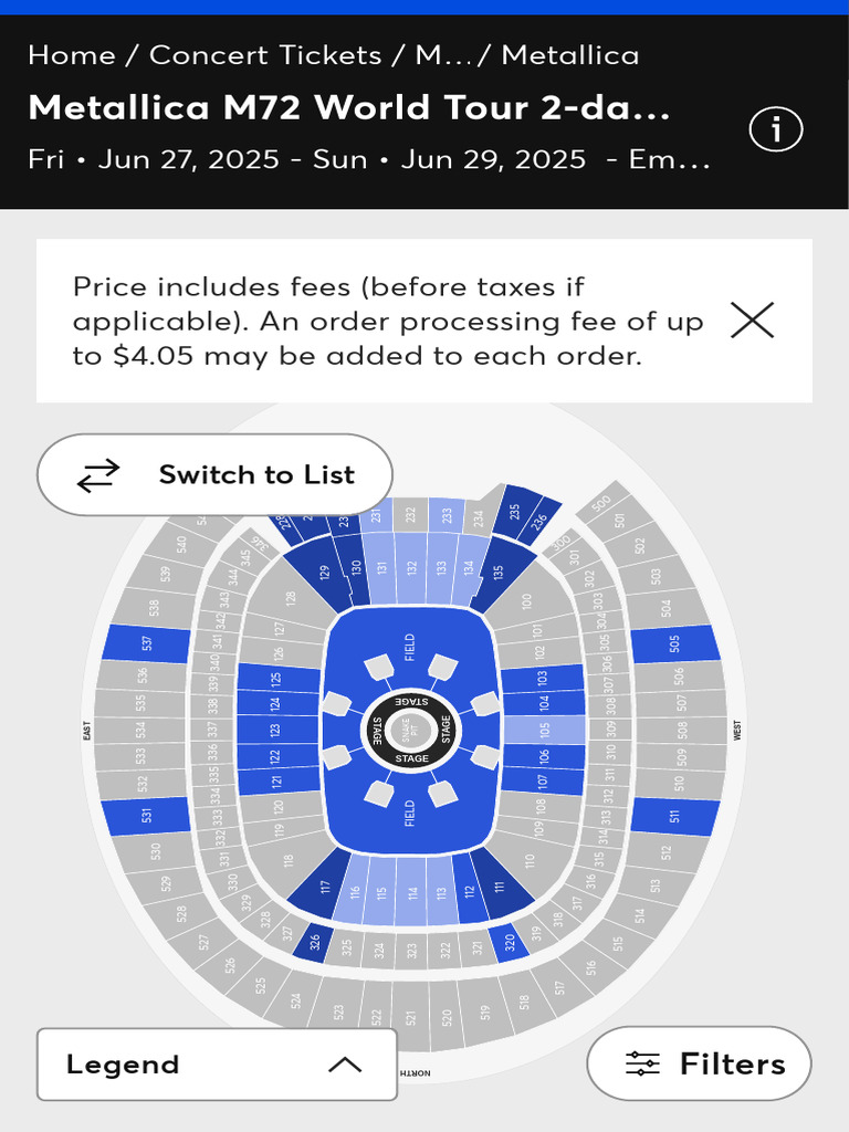 Metallica M72 World Tour 2-Day Ticket Tickets Jun 27, 2025 Denver, CO ...