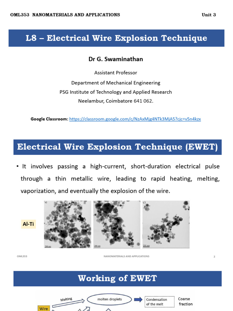 L8 - Electrical Wire Explosion Technique | PDF | Nanomaterials ...
