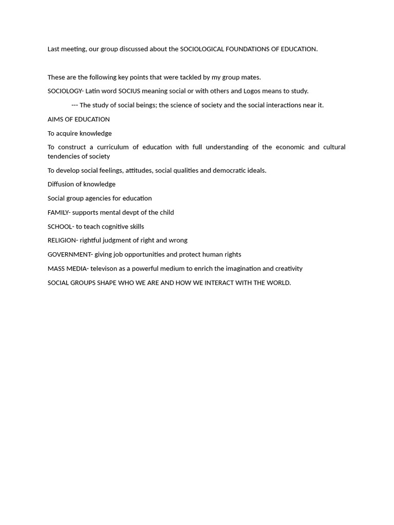 Sociological Foundations of Education Explained | PDF | Critical ...