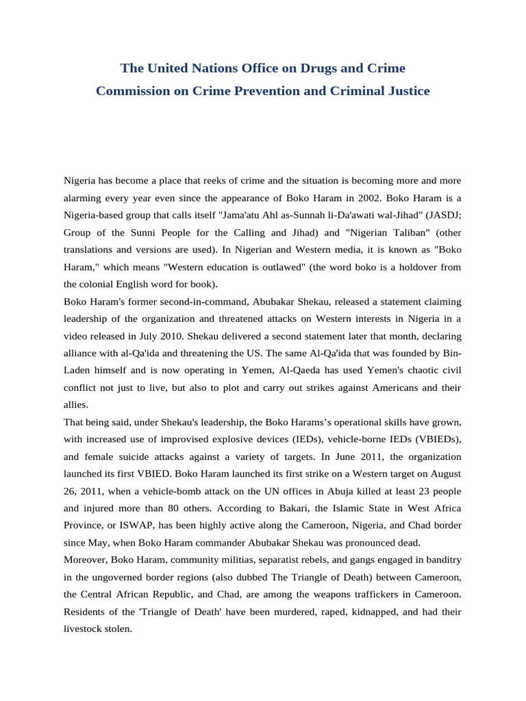 ODC Crime Prevention Case | PDF | Nigeria | Boko Haram