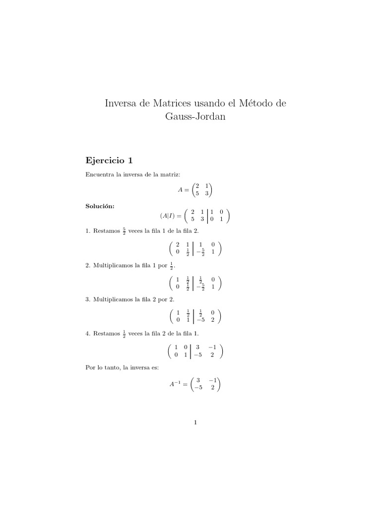 Inversa de Matrices Con Gauss Jordan | PDF | Álgebra lineal | Álgebra