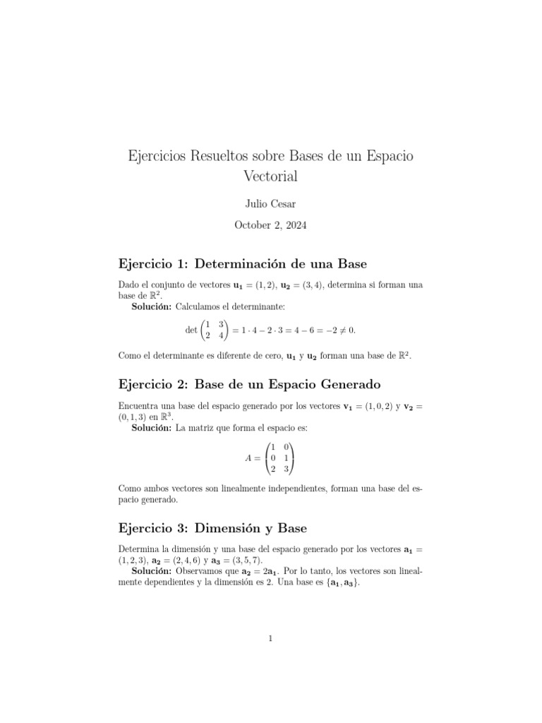 Base de un Espacio Vectorial | PDF | Base (álgebra lineal) | Geometría Base de un Espacio Vectorial | PDF | Base (álgebra lineal) | Geometría